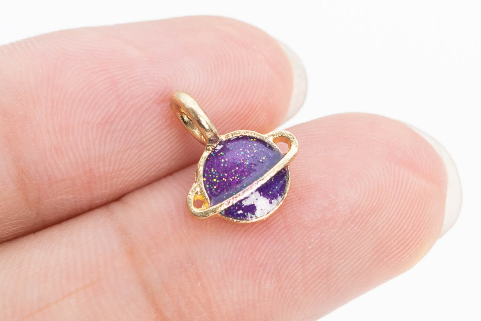 6 Enamel Saturn Planet Charm Gold Tone With Deep Purple Enamel | Etsy