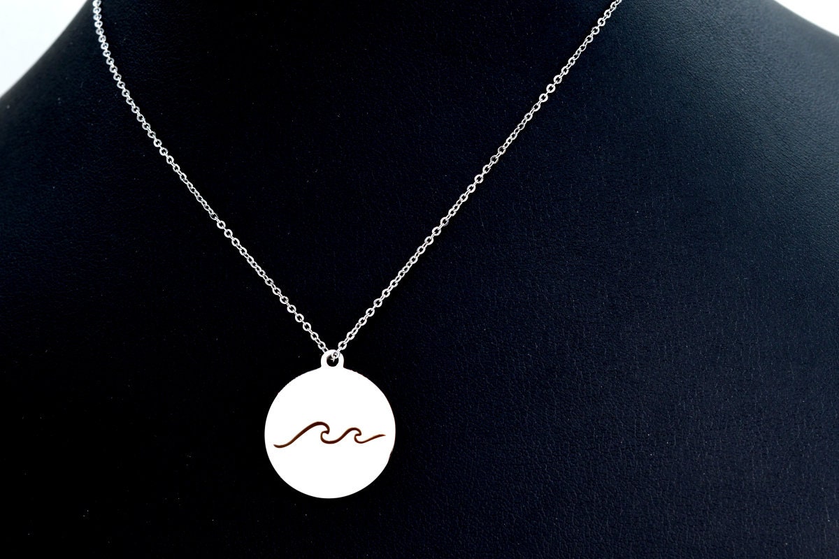 1 Pcs Stainless Steel Wave Coin Charm (40395-2130) - Etsy