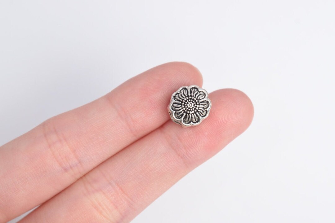 10 Pcs 10mm Flower Spacer Beads Antique Silver Tone 63687-2411 - Etsy