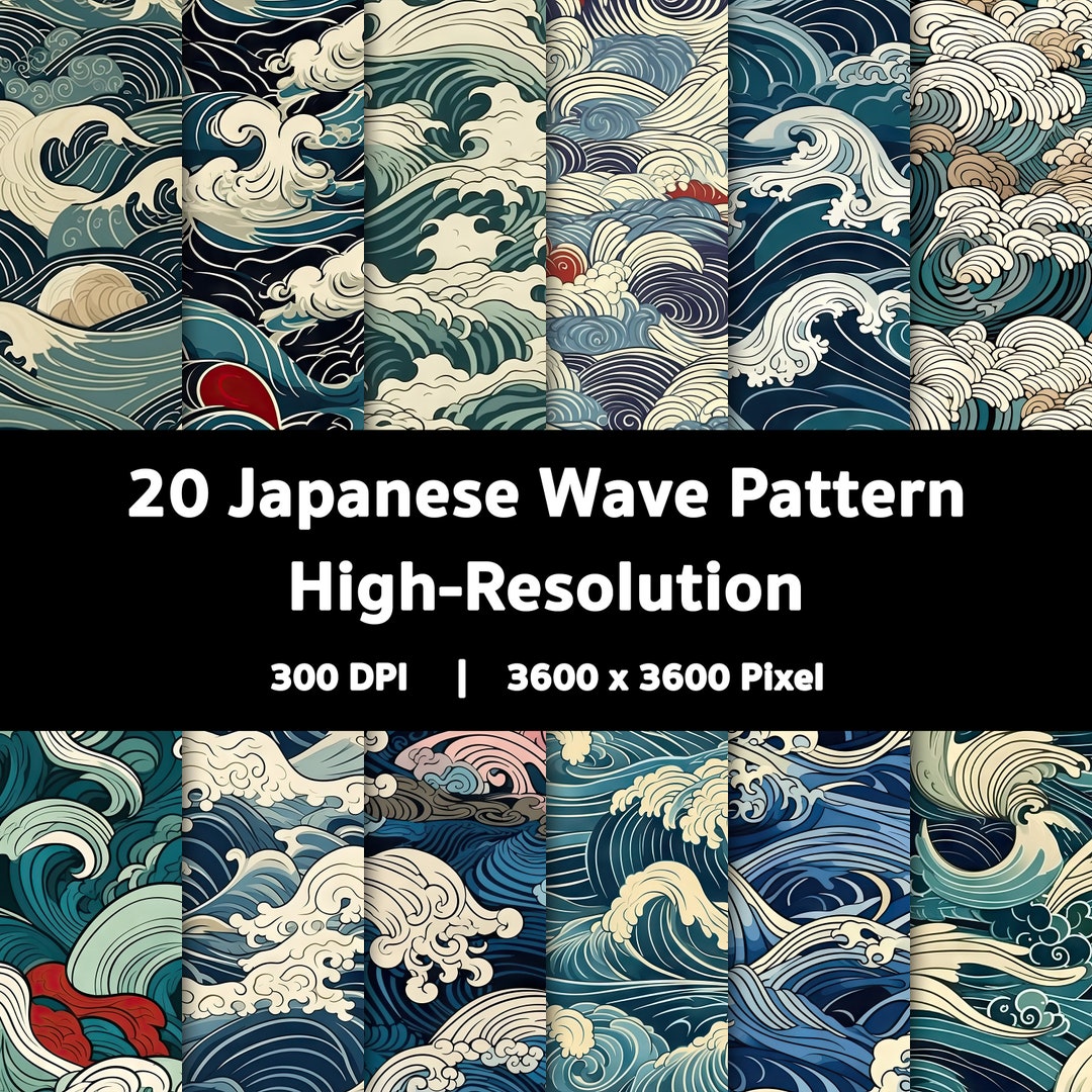 20 Japanese Wave Design Seamless Pattern Hight-resolution - Etsy