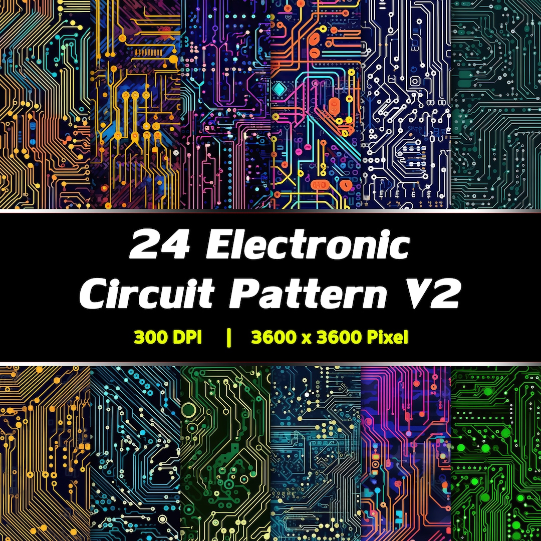Circuit Board Seamless Pattern Design, Hight-resolution 300 DPI, Binary ...