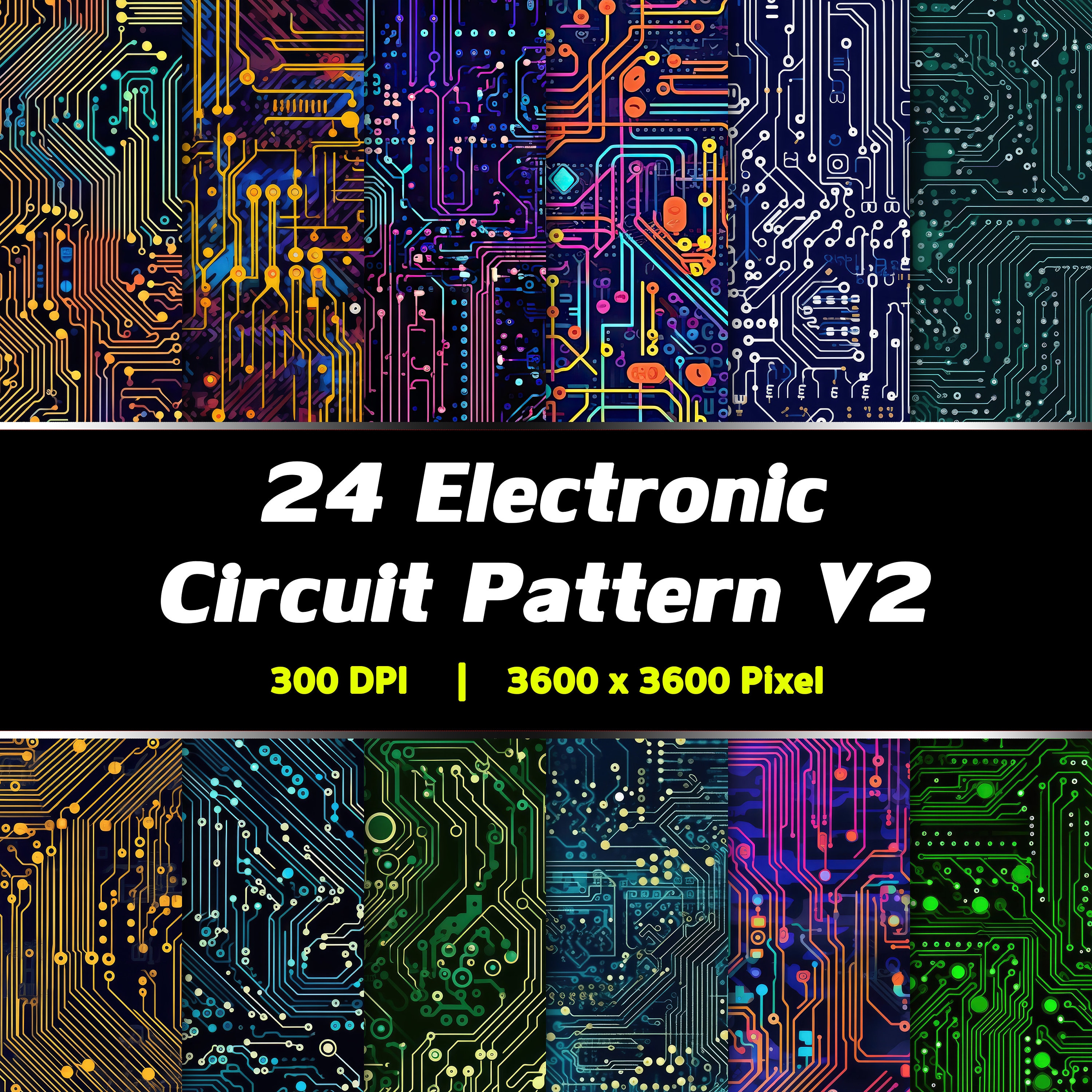 Circuit Board Seamless Pattern Design, Hight-resolution 300 DPI, Binary ...