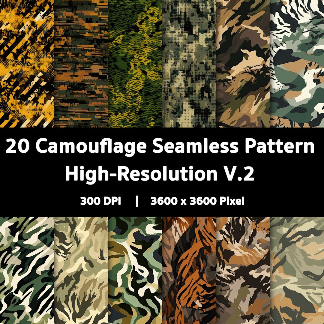 20 Camouflage Seamless Pattern V2 Hight-resolution 300 DPI Military ...