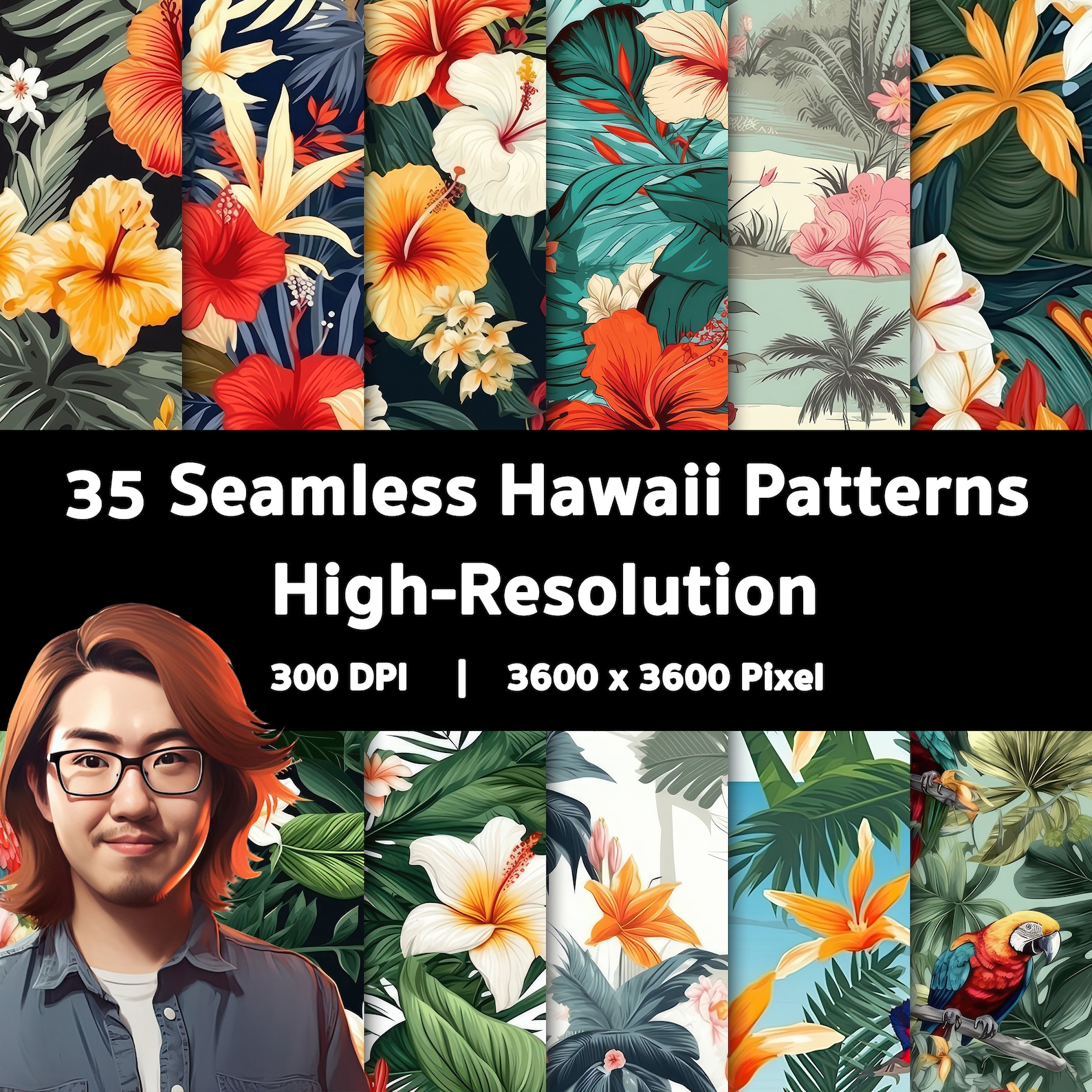 35 Sheamless Hawaii Patterns Hight-resolution 300 DPI Ready to Print - Etsy