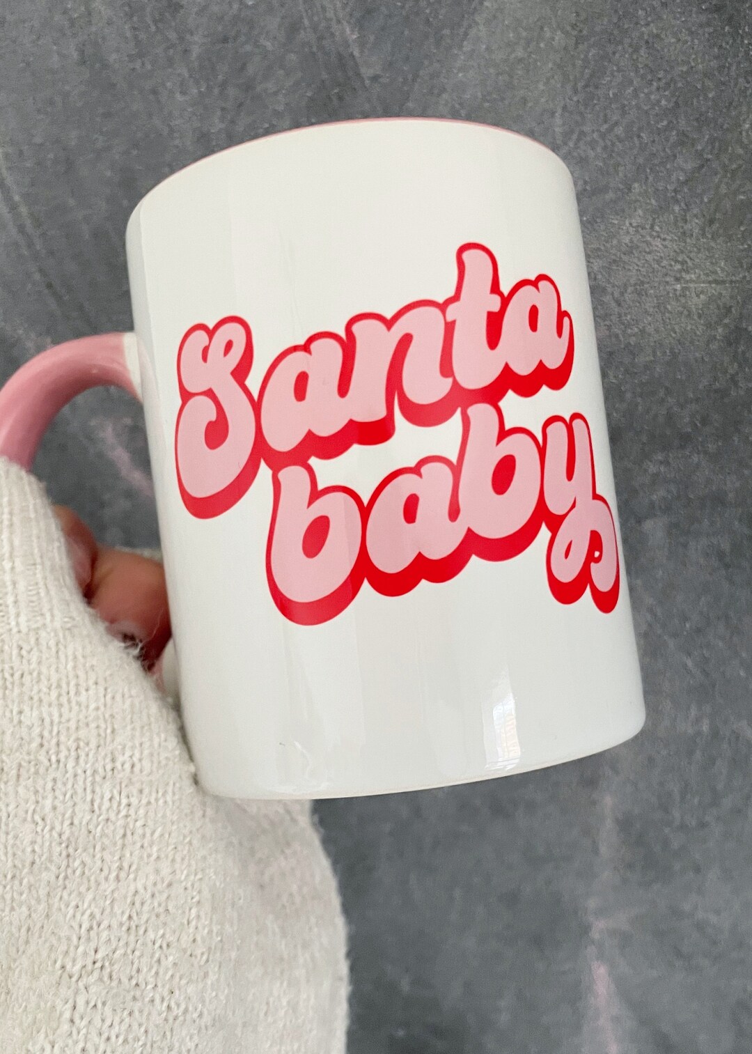 Santa Baby Christmas Mug, Pink Mug, Christmas Eve Box, Stocking Filler ...