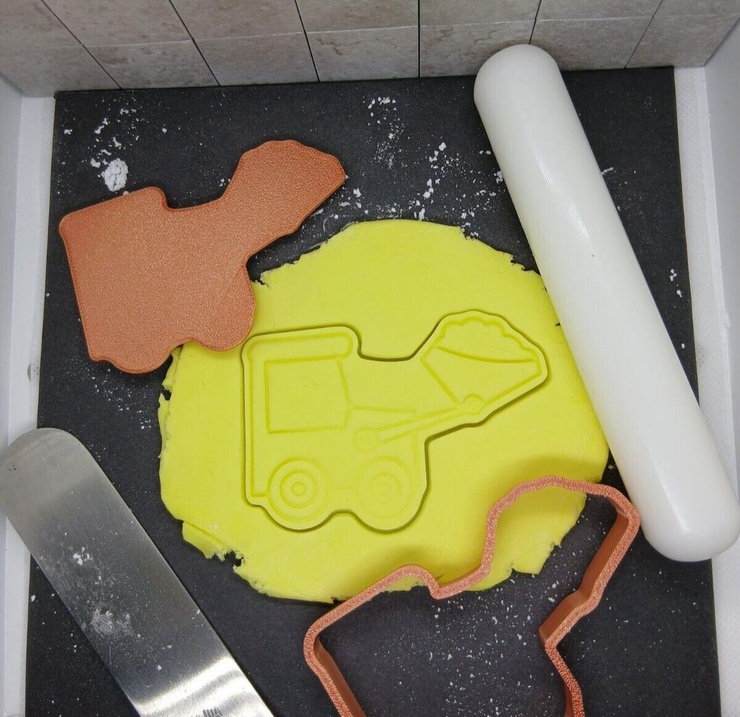 Digger Cookie Cutter 3D Printed Biscuit Stamp Fondant Vehicle Cake ...