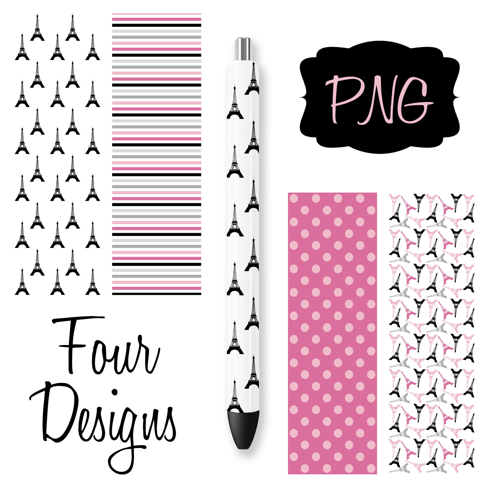 Pen Skins Four Designs Inkjoy Epoxy Pen Wraps Paris Eiffel Tower Pen ...