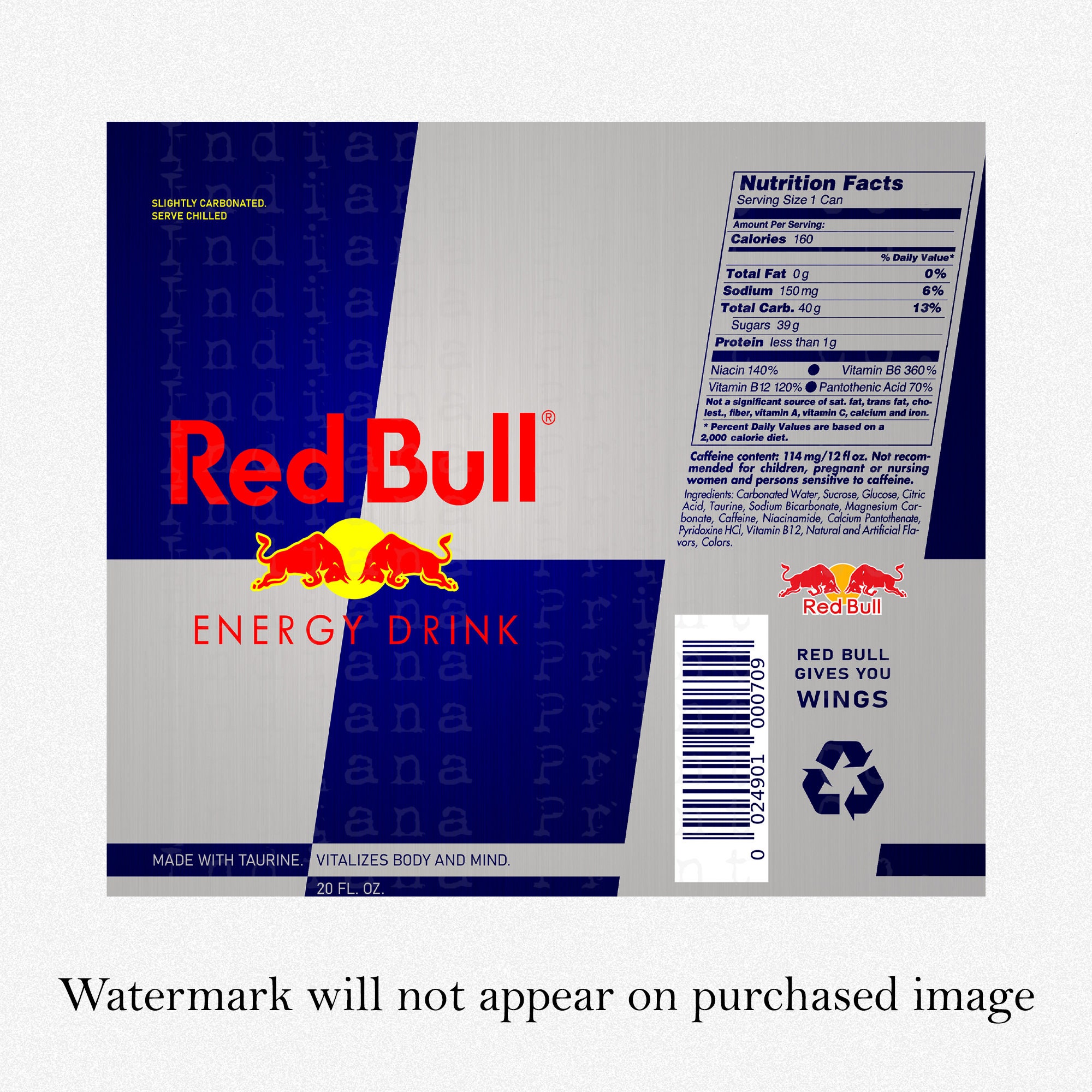 Red Bull puede etiquetar 20 oz. Skinny Tumbler Wrap diseño de - Etsy México