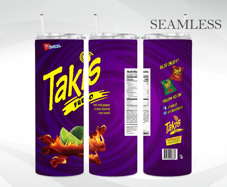 Takis Label 20 Oz. Skinny Tumbler Wrap Seamless Sublimation - Etsy
