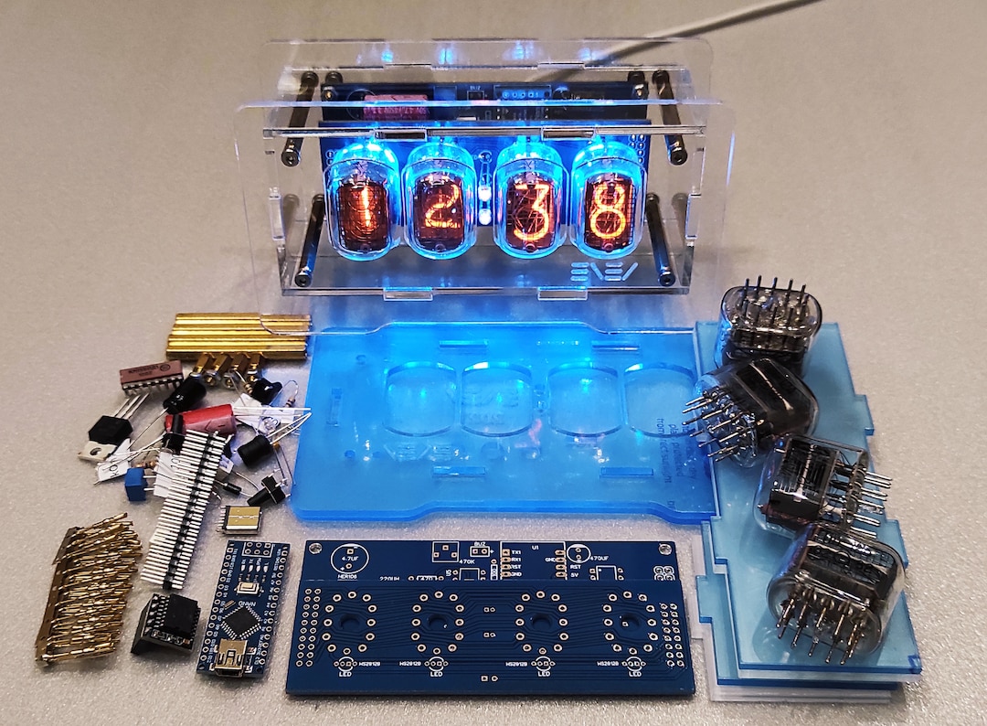 KIT Nixie Clock With IN-12 Tubes & Clear Enclosure * Easy Soldering and ...