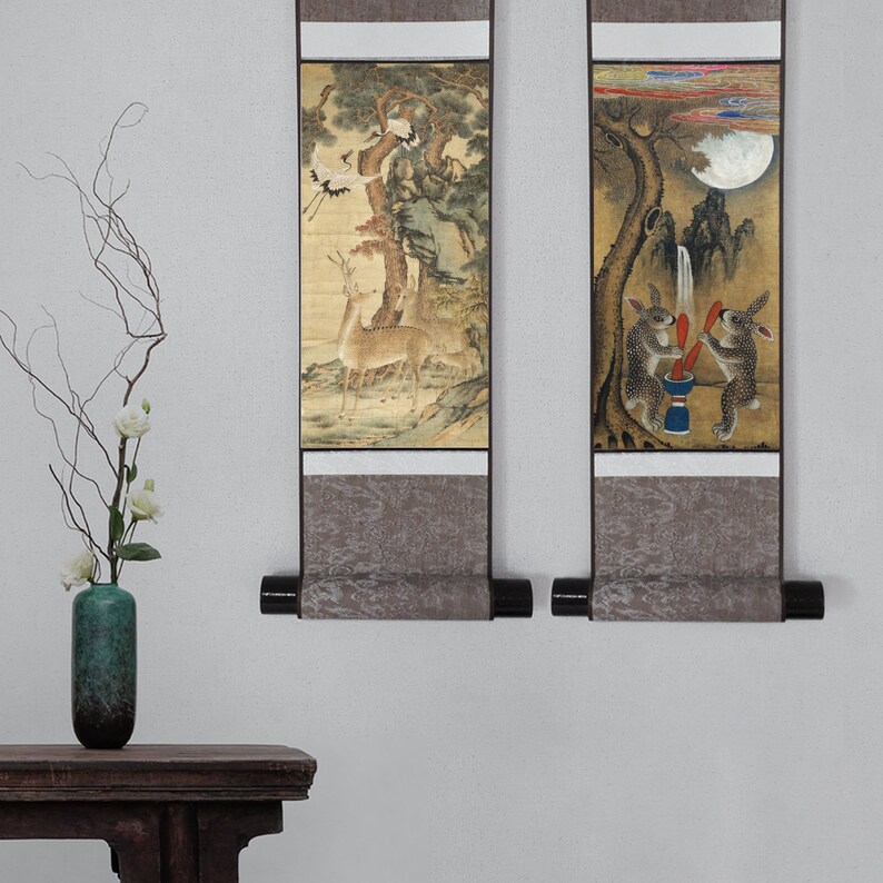 Korean Art Antique Korean Scroll Painting Korean Hanging | Etsy