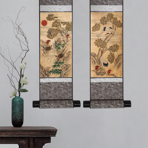 Korean Art Antique Korean Scroll Painting Wall Hanging - Etsy
