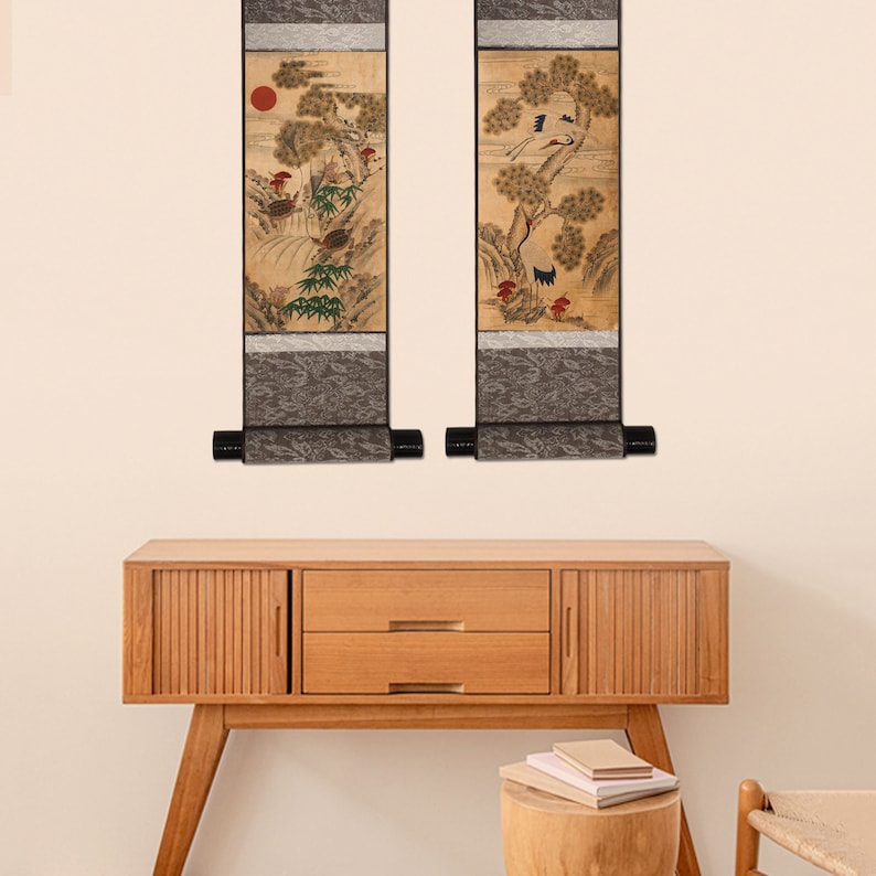 Korean Art, Antique Korean Scroll Painting, Wall Hanging Design, Korean ...