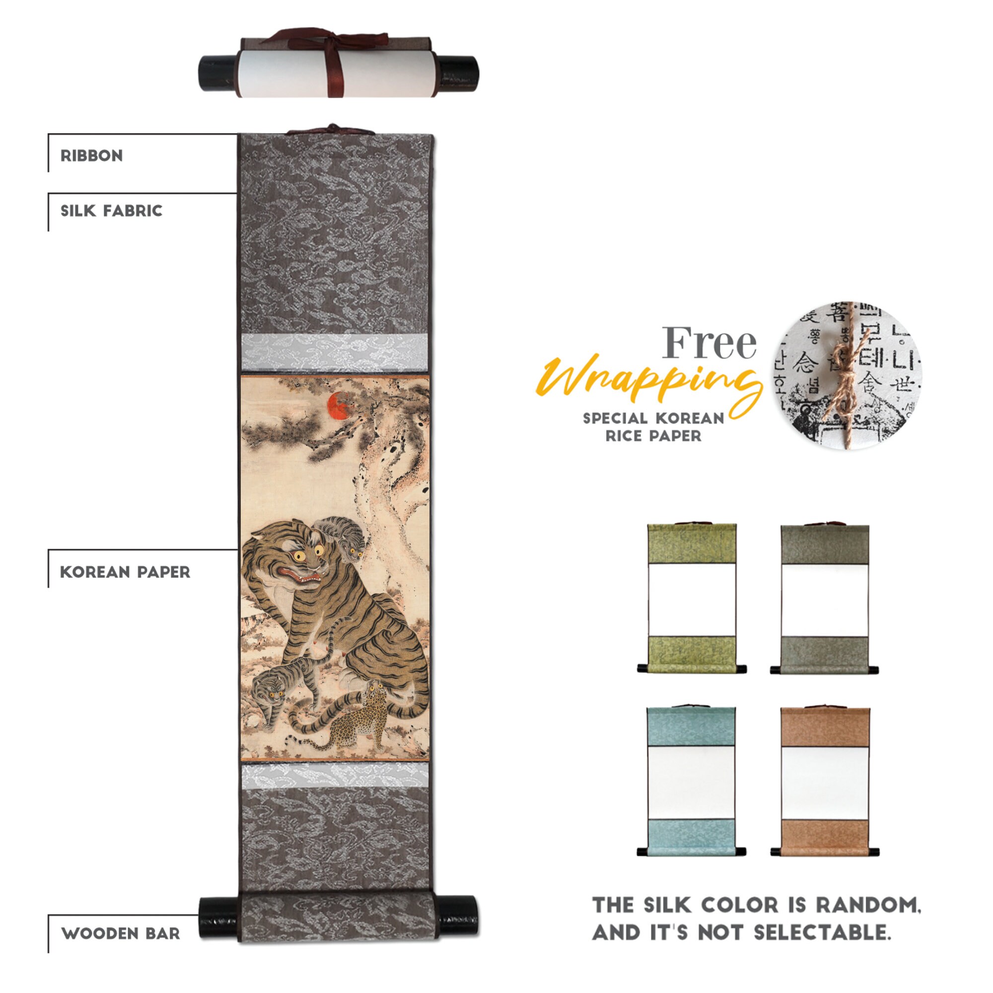 Korean Art Tiger Family Tiger Hanging Scrolls Tiger Wall Hanging Korean ...