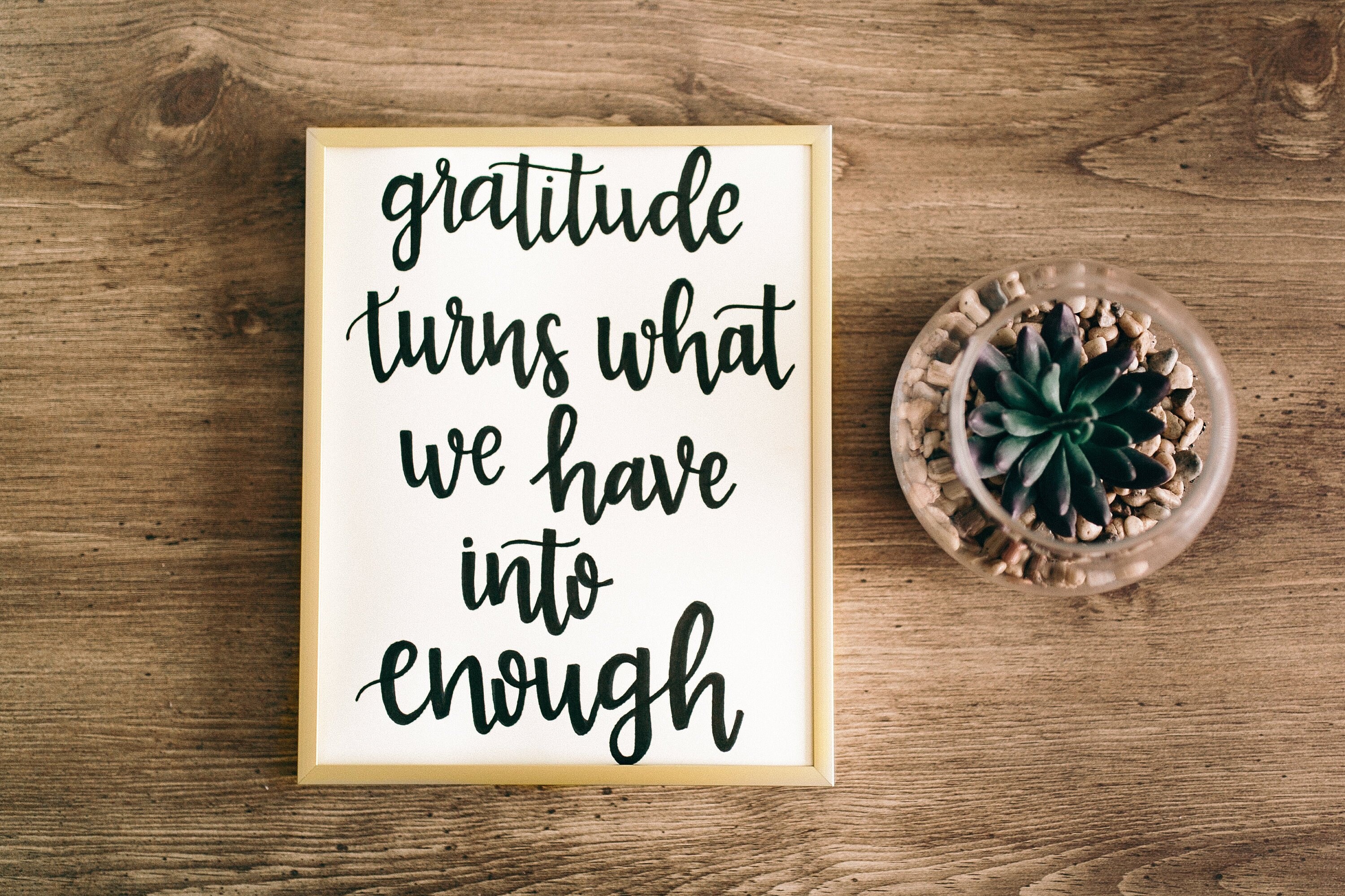Buy Gratitude is Enough, Motivational Calligraphy Quote Framed ...