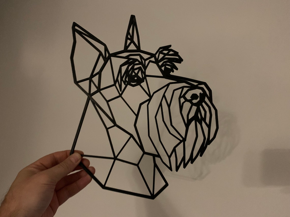 Geometric Schnauzer Dog Pet Head Wall Art Decor Hanging Decoration 3D ...