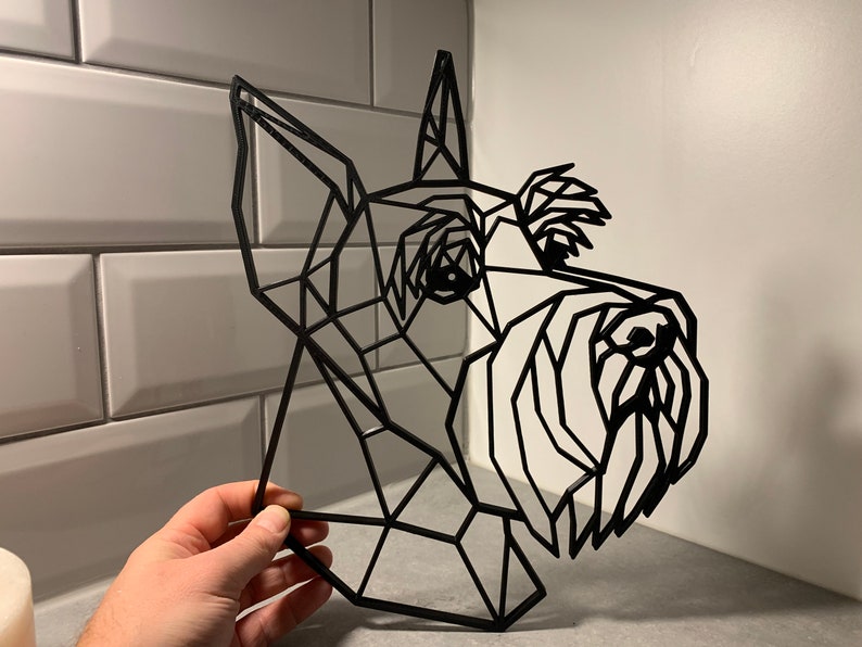 Geometric Schnauzer Dog Pet Head Wall Art Decor Hanging Decoration 3D ...