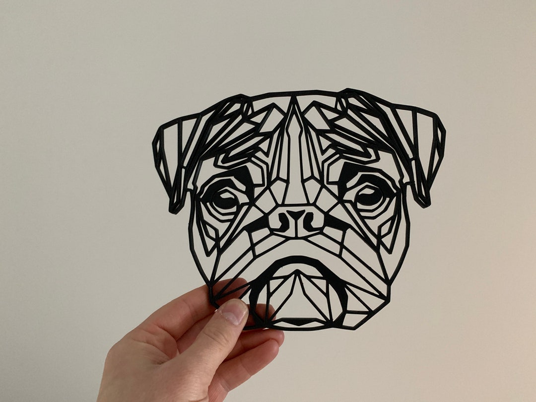 Geometric Pug Dog Pet Wall Art Decor Hanging Decoration 3D Printed - Etsy