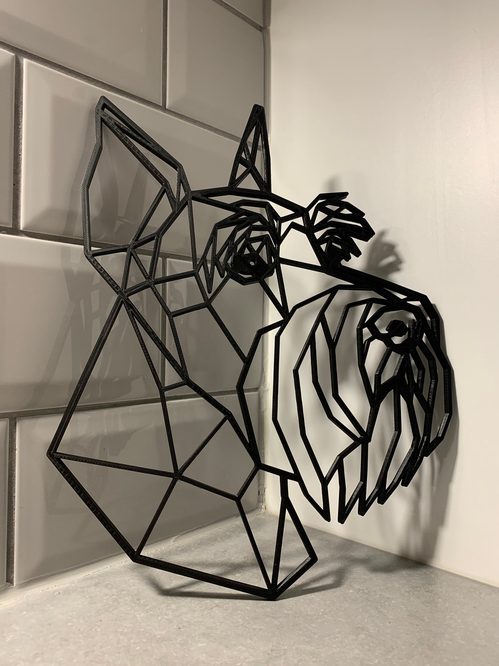 Geometric Schnauzer Dog Pet Head Wall Art Decor Hanging Decoration 3D ...