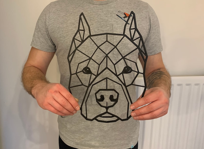 Geometric XL American Bully Dog Pet Wall Art Decor Hanging | Etsy