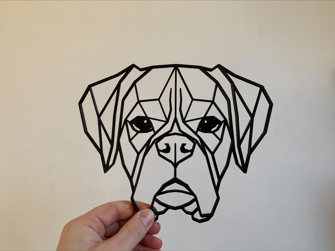 Geometric Boxer Dog Pet Wall Art Decor Hanging Decoration 3D Printed ...
