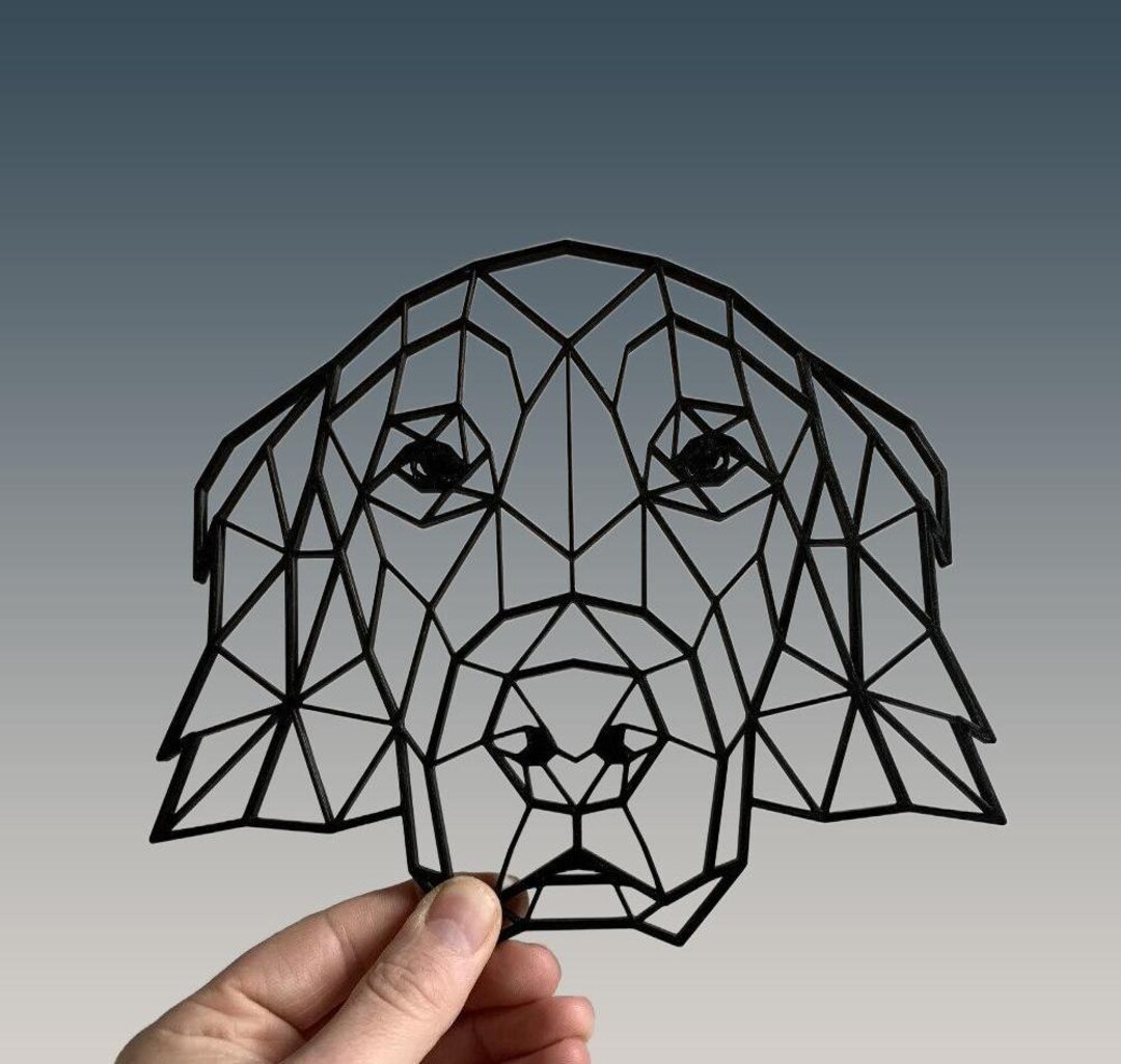 Geometric Golden Retriever Dog Pet Wall Art Decor Hanging Decoration 3D ...