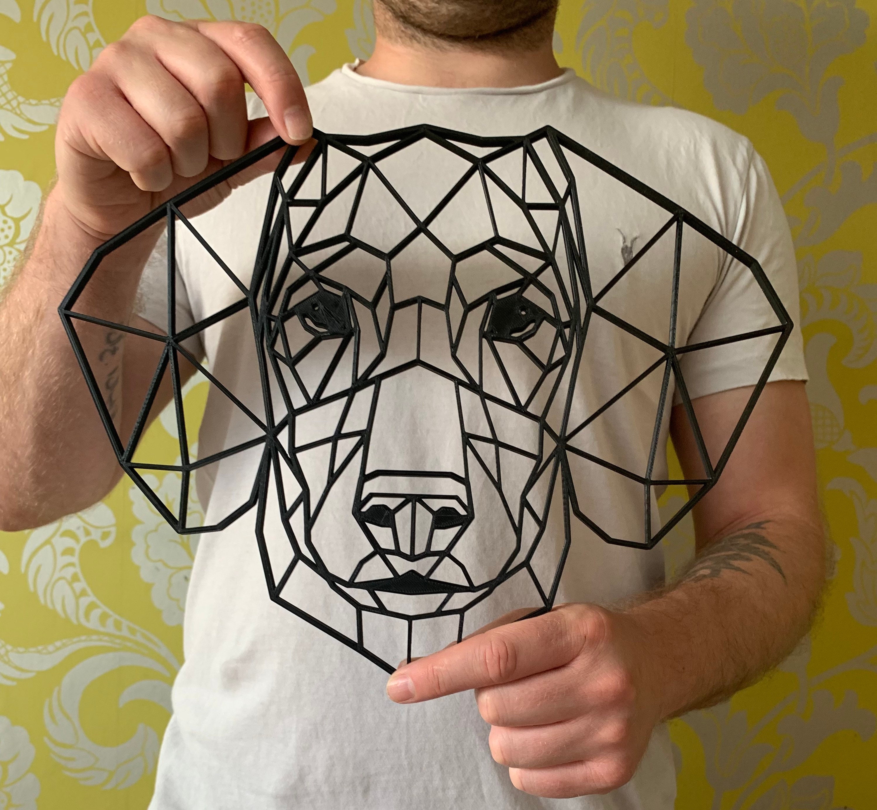 Geometric Sausage Dog Dachshund Pet Head Wall Art Decor Hanging ...