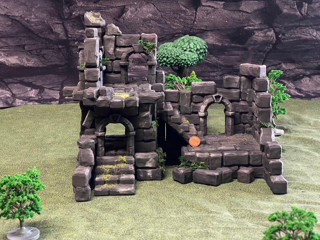 Battle Ruined Terrain Medieval Castle Ruins 28mm Tabletop RPG Wargaming ...