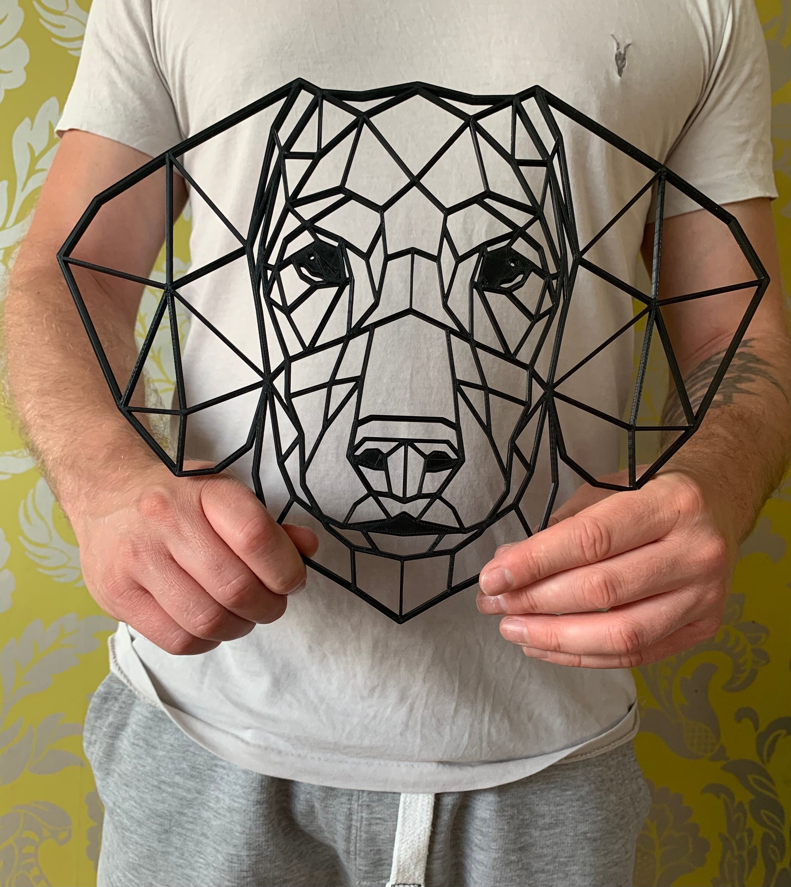 Geometric Sausage Dog Dachshund Pet Head Wall Art Decor Hanging ...