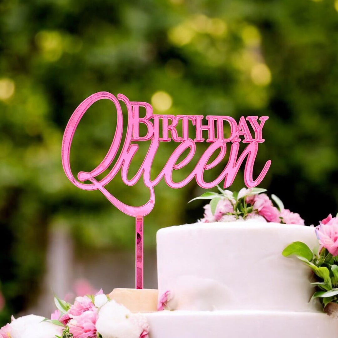 Acrylic Birthday Queen Cake Topper and Cake Charm Birthday Party ...