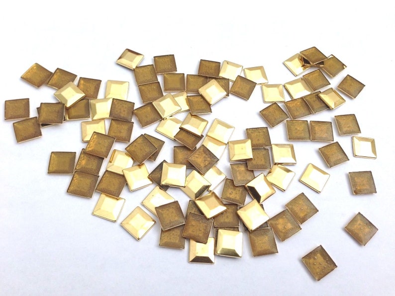 100pcs Iron on Hot Fix Square Metal Flat Back Studs for Decoration of ...