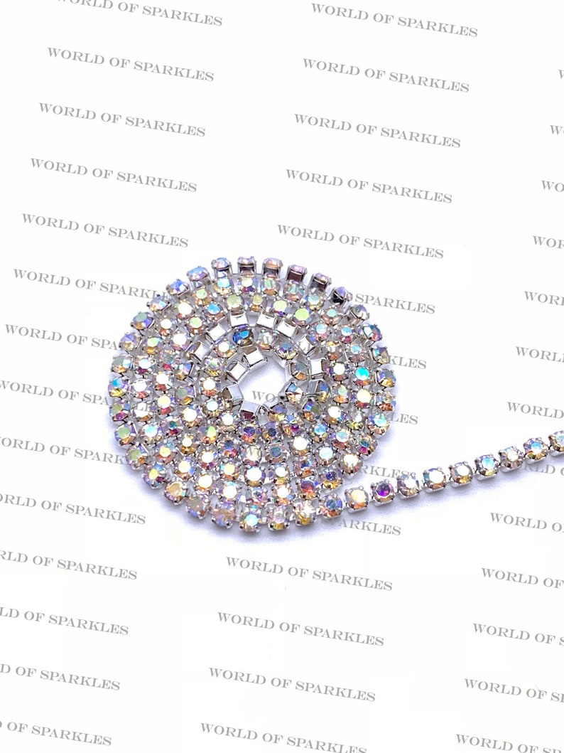 1m Diamond Diamante Rhinestone Crystal & AB Silver Chain With - Etsy UK