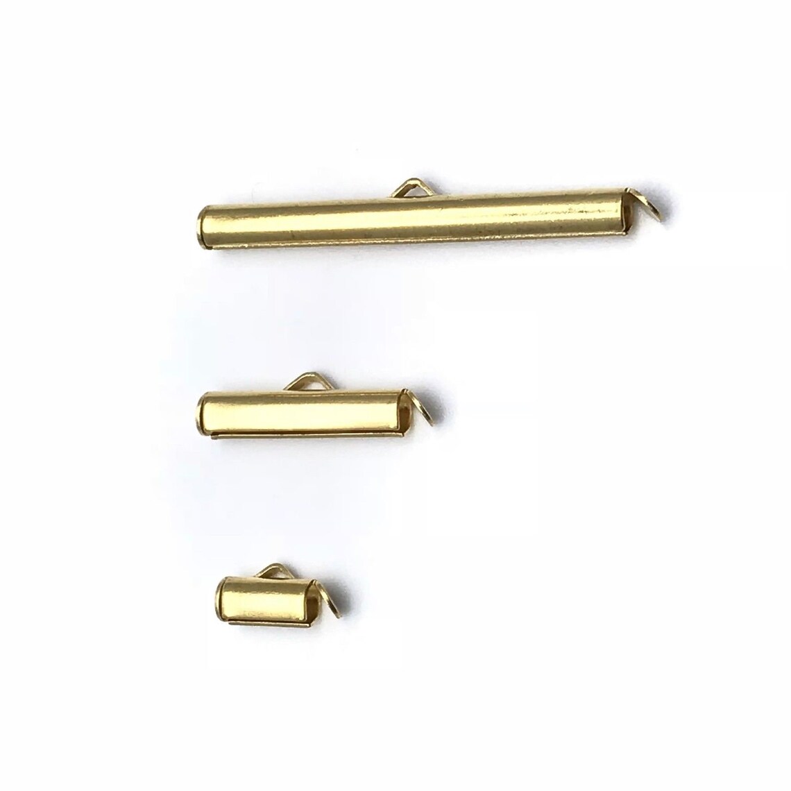 Slide on End Clasp Tubes Slider End Caps in Silver Gold for Jewellery ...