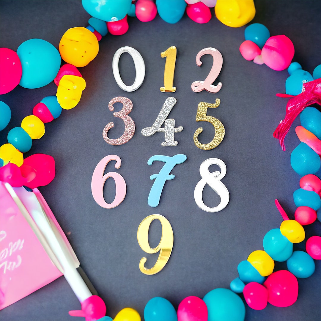 Acrylic Number Cake Charms Script Fontb Cake Topper Decorating ...