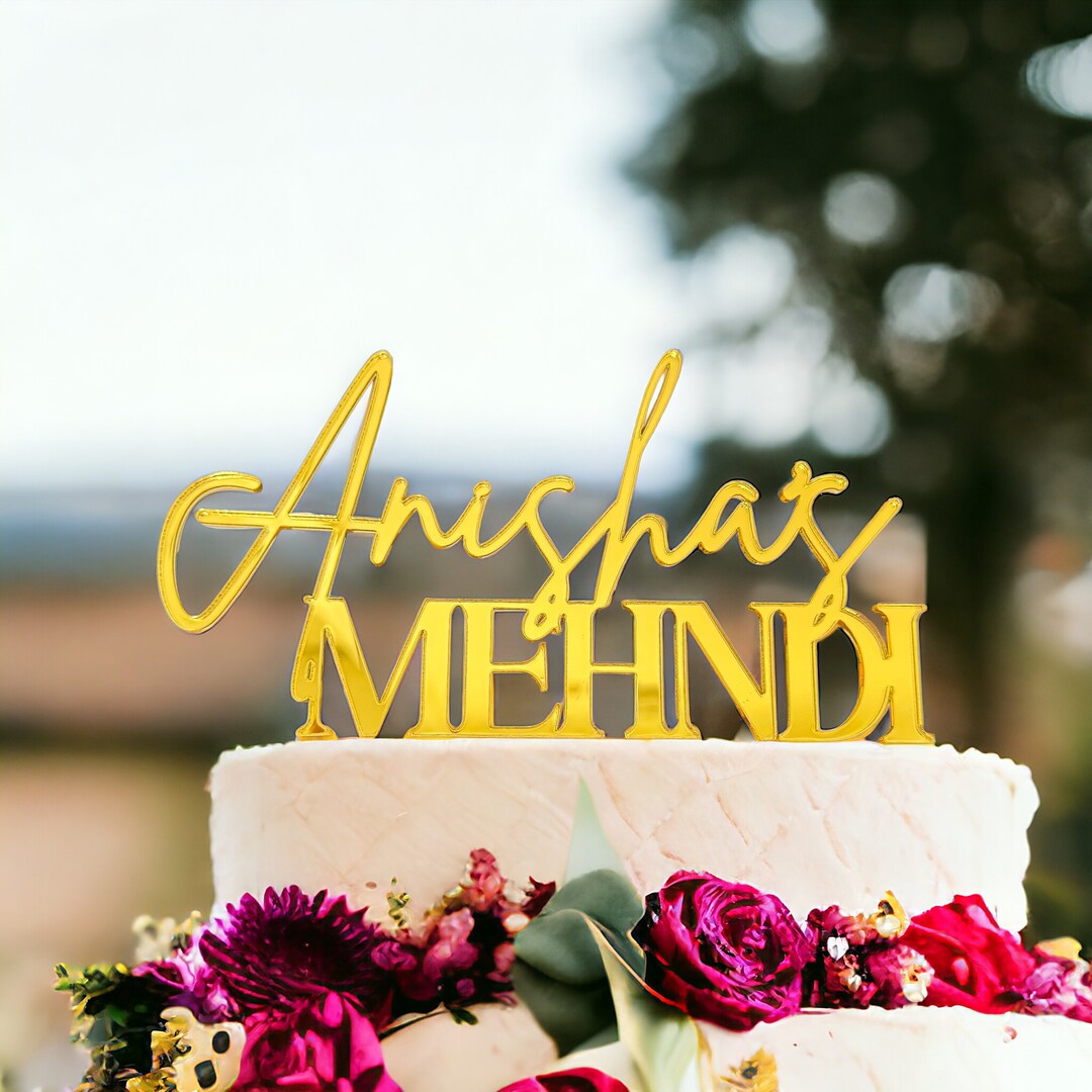 Personalised Acrylic Custom Bridal Name Mehndi Cake Topper and Cake ...