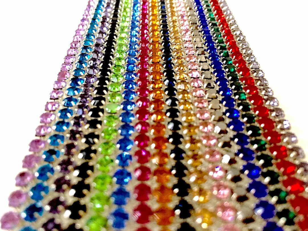 A++ Excellent Quality 1 Meter Sewing Diamante Crystal Colour Chain Crafts Lace Trimming Claw ...