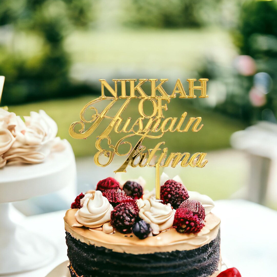 Personalised Acrylic Nikkah Cake Topper Charm Custom With Bride & Groom ...