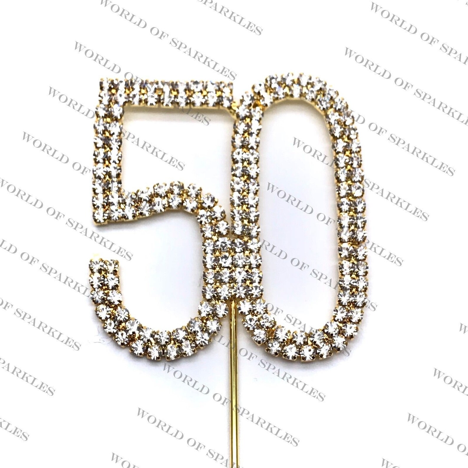 6cm Diamante Diamond Rhinestone Cake Pick Topper Gold Base for | Etsy