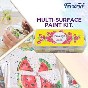 Pidilite Fevicryl Acrylic 10 Colours DIY Paint Rich Pigment Non-craking ...