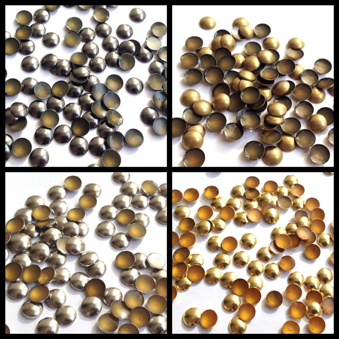 100pcs Iron-on Hot Fix Metal Dome Stud Round Nail Head Bead for ...