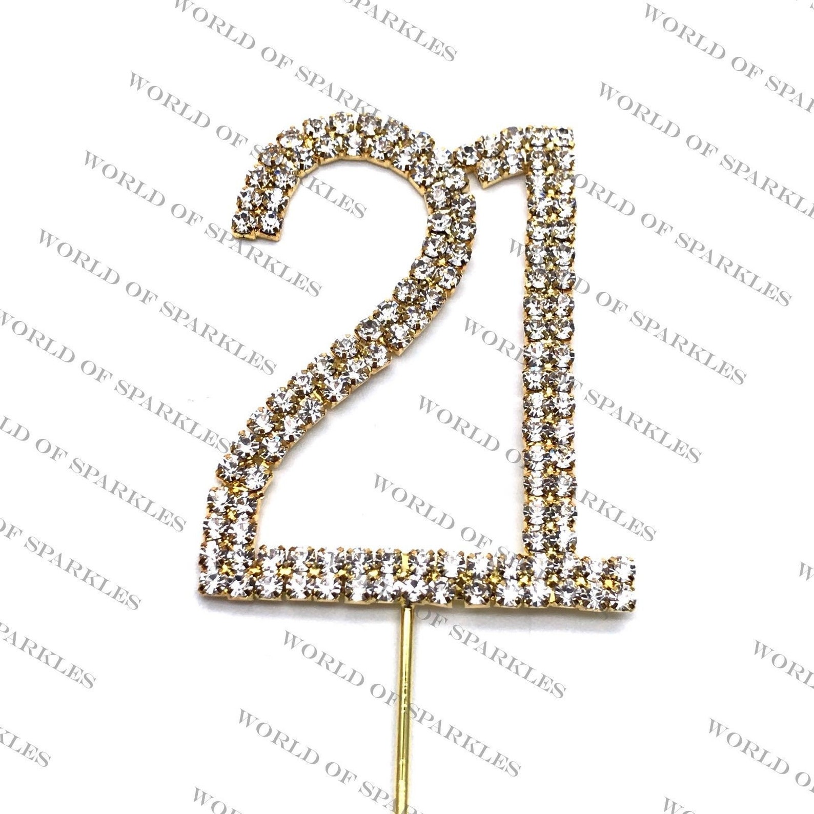 6cm Diamante Diamond Rhinestone Cake Pick Topper Gold Base for | Etsy