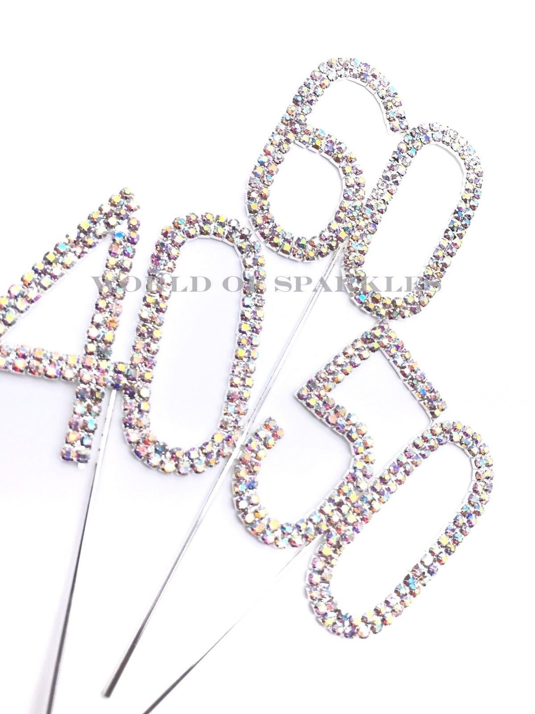 6cm Silver Diamante Rhinestone AB Aurora Cake Topper Pick for - Etsy UK