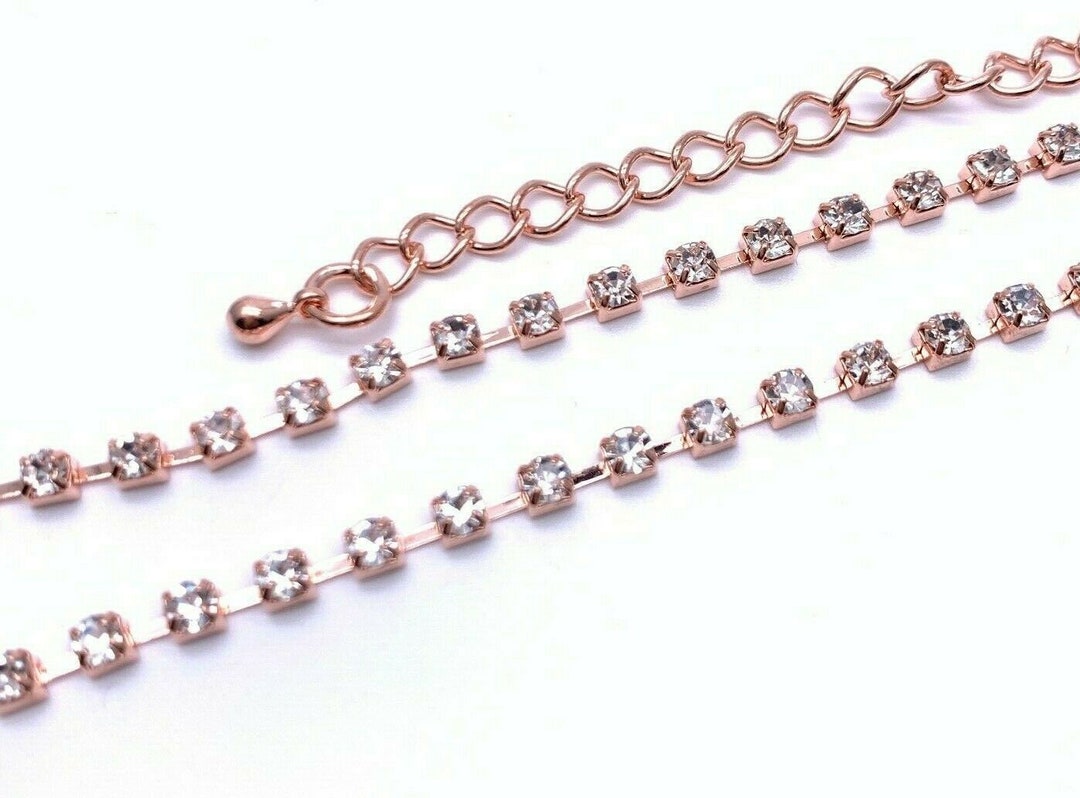 Diamante Diamond Rose Gold Waist Chain Belt Women Girls Party Wear ...