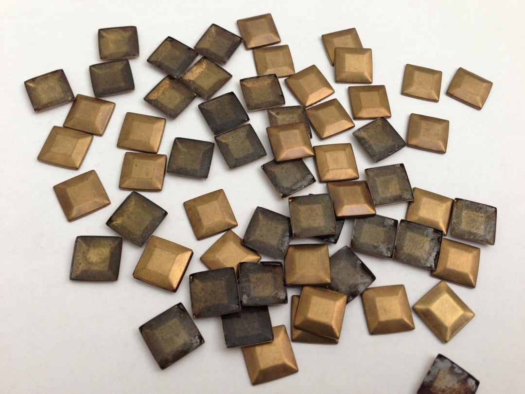 50pcs Iron on Hot Fix Square Metal Flat Back Studs for Decoration of ...