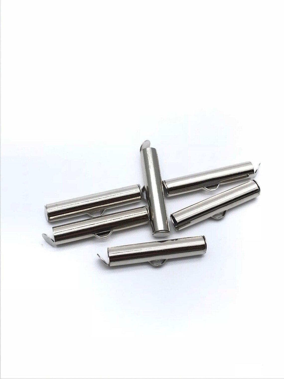 Slide on End Clasp Tubes Slider End Caps in Silver Gold for Jewellery ...