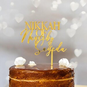Personalised Acrylic Nikkah Cake Topper Custom With Bride & Groom Name ...