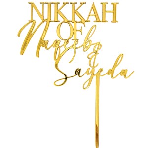 Personalised Acrylic Nikkah Cake Topper Custom With Bride & Groom Name ...
