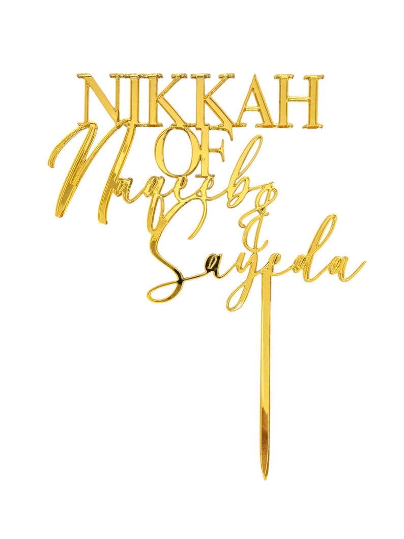 Personalised Acrylic Nikkah Cake Topper Custom With Bride & Groom Name ...