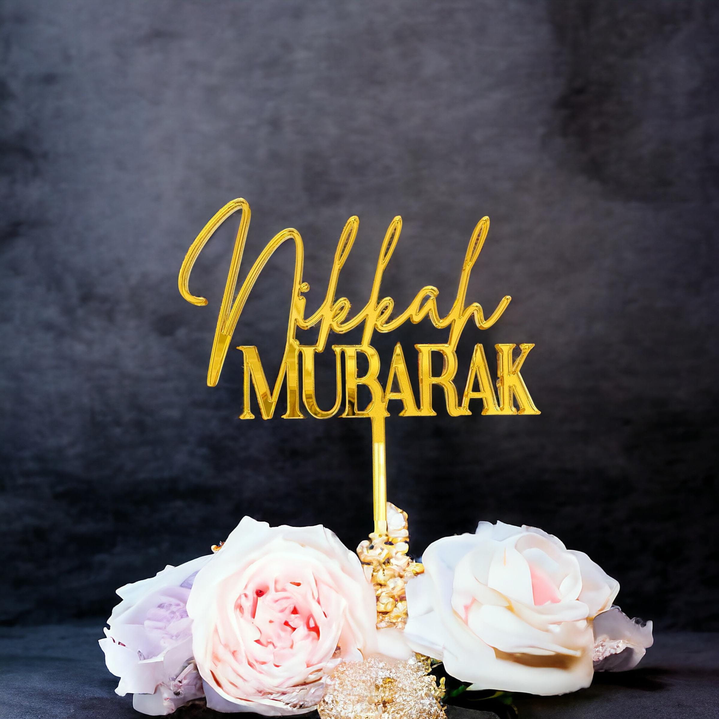 Acrylic Nikkah Mubarak Cake Topper Cake Charm Decoration Wedding Nikah ...