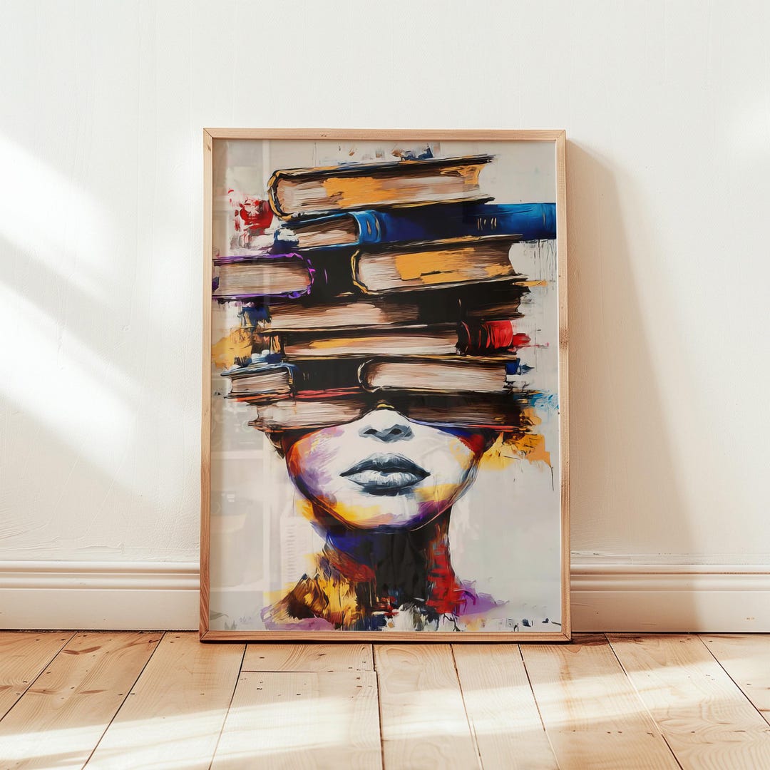 Wise Mind Canvas Wall Art – Abstract Woman With Book Head | Library ...